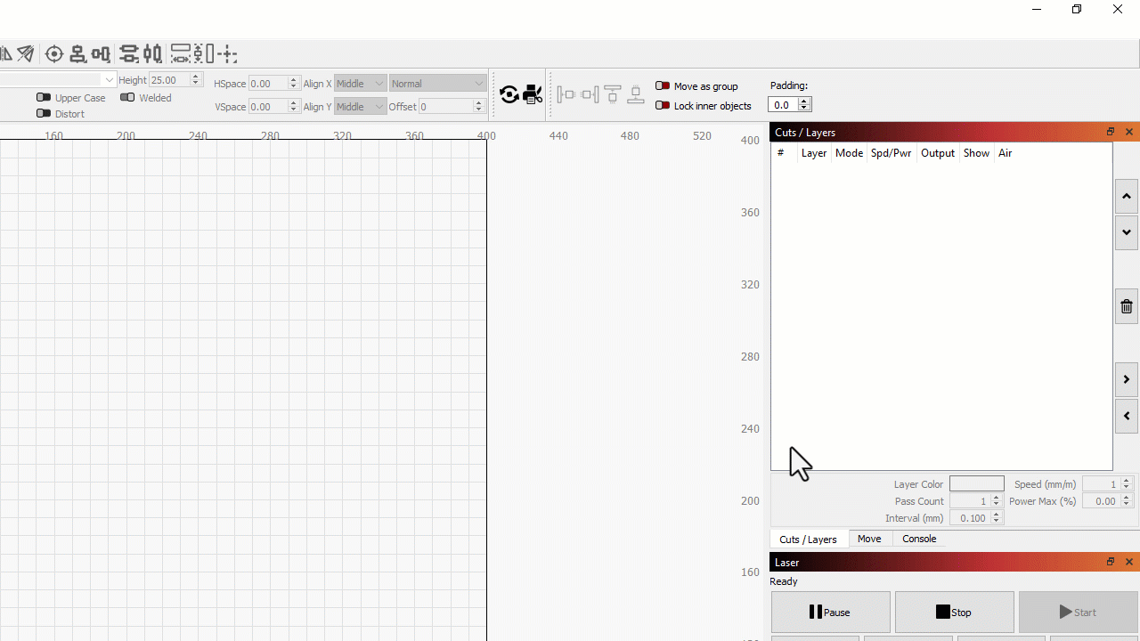 Customizing the LightBurn Window