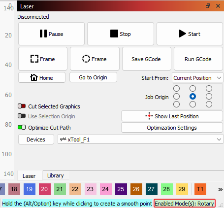 Understanding the Status Bar in LightBurn