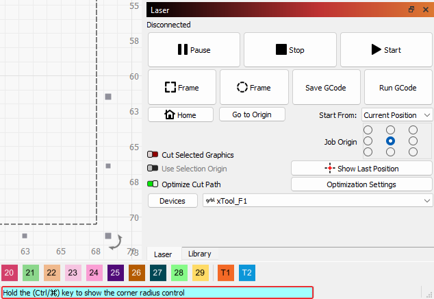 Understanding the Status Bar in LightBurn