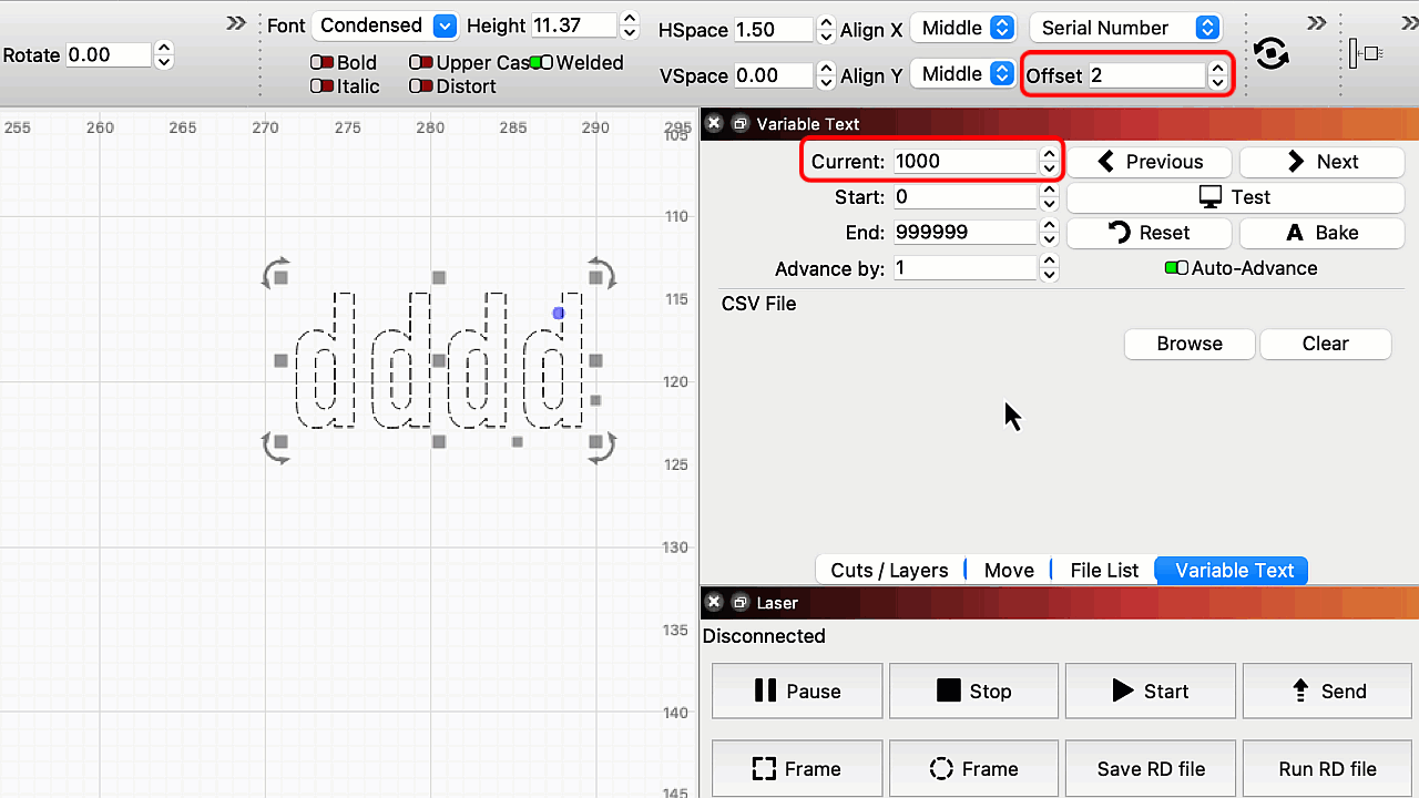 Using Variable Text In Lightburn