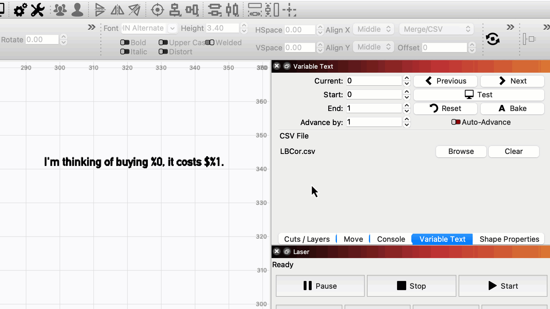 Variable Text Formatting in LightBurn