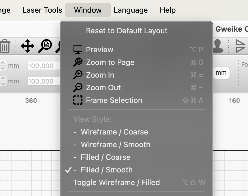 Understanding and Changing View Styles in LightBurn