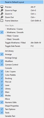 Window Menu Overview in LightBurn