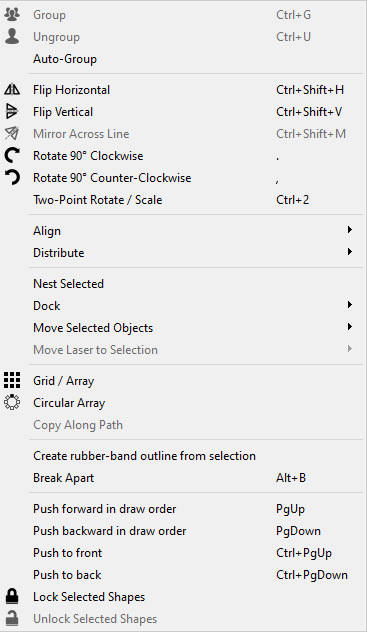 Comprehensive Guide to the Arrange Menu in LightBurn