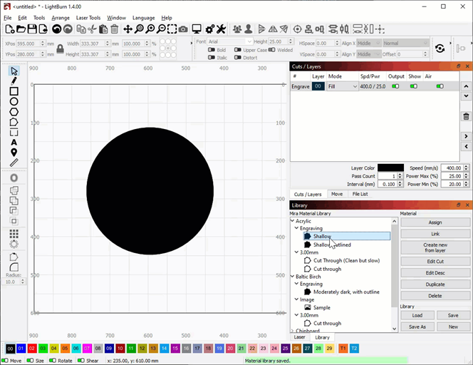 Using the Settings Library in Lightburn